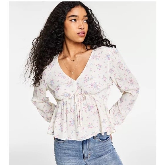 Hippie Rose | Tops | Hippie Rose Juniors Tie Waist Babydoll Topwhite ...